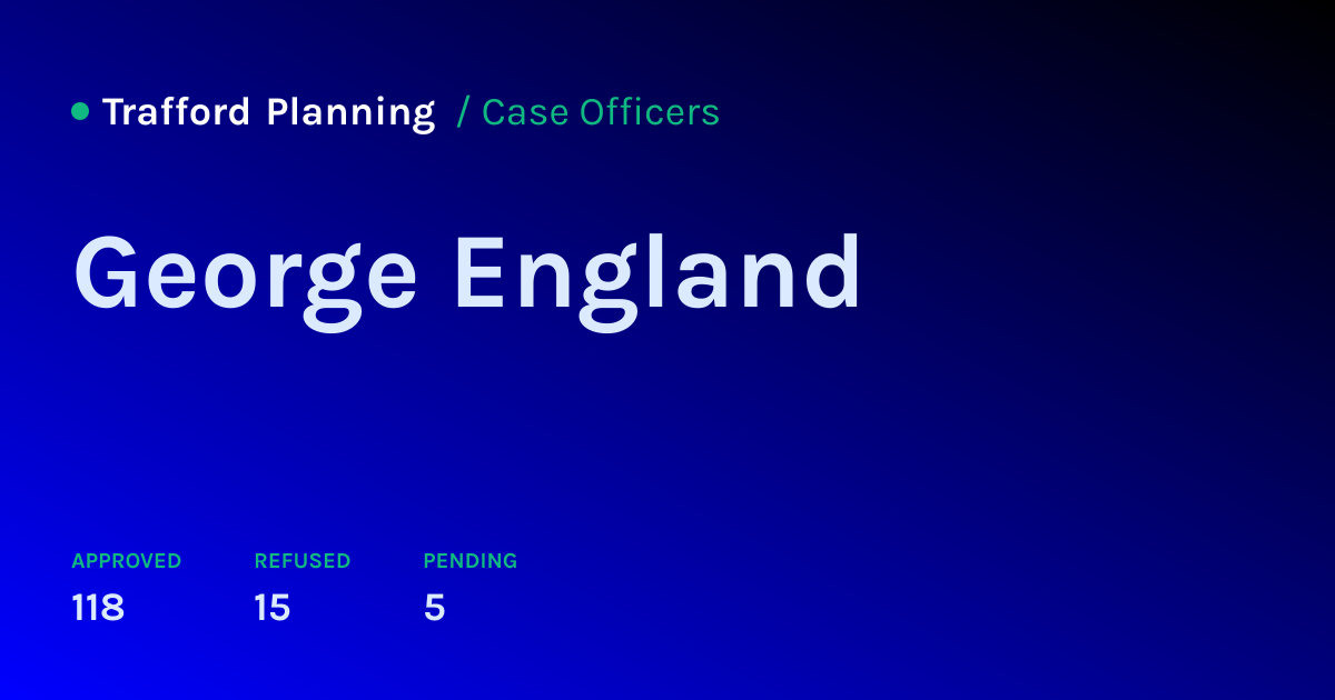 Case Officer George England - Application List — Trafford